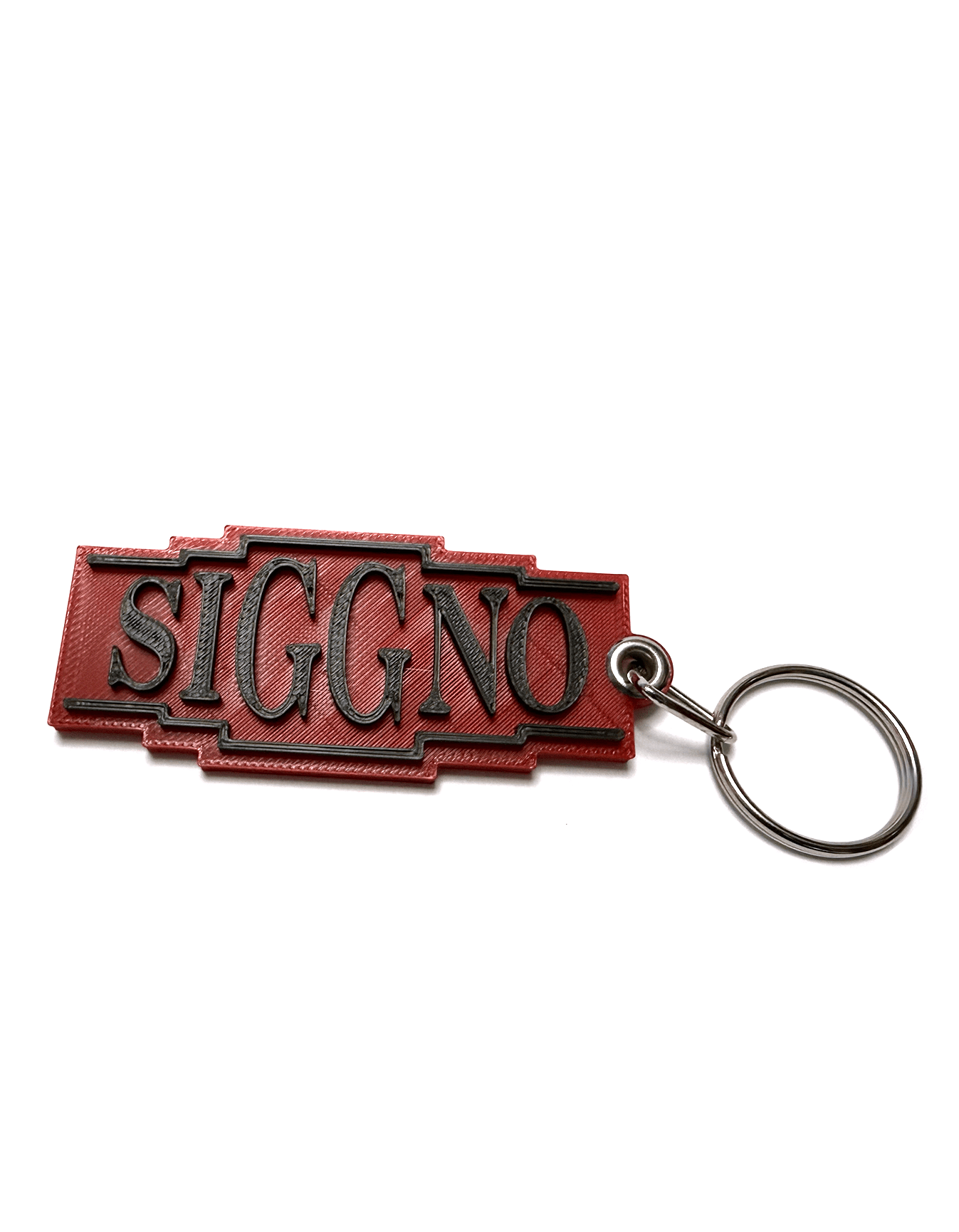 Red Key Chain- Black Letters - GRUPO SIGGNO - OFFICIAL Website