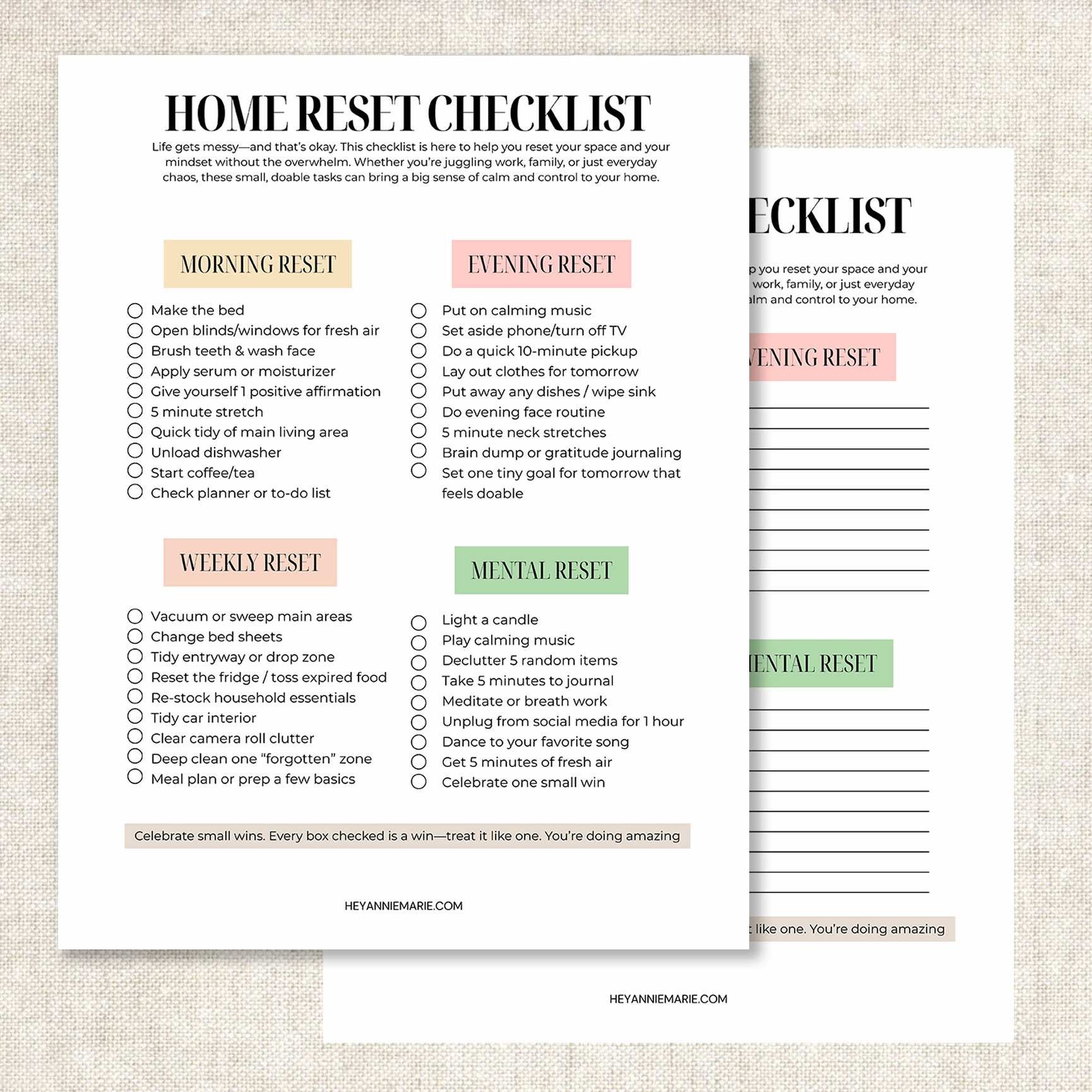 Home Reset Checklist - hey annie marie!