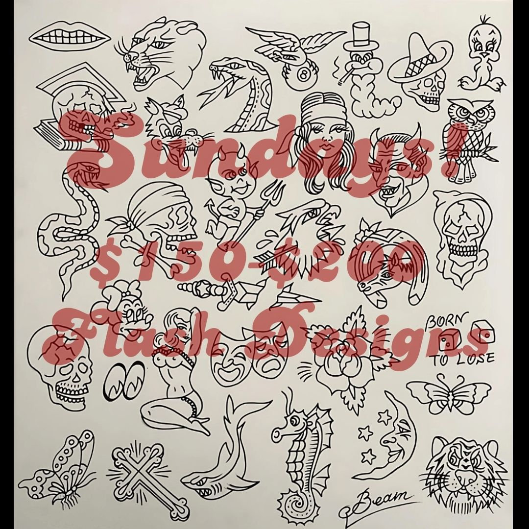 Flash Tattoo Sundays in Orange County! $150-$200 Designs by Beam