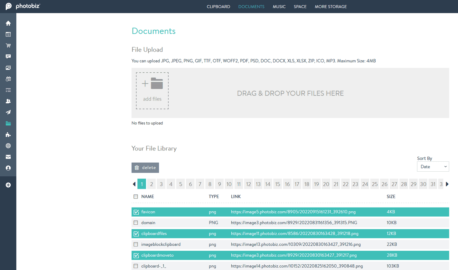 How do I delete files from my documents library? - PhotoBiz Knowledge Base