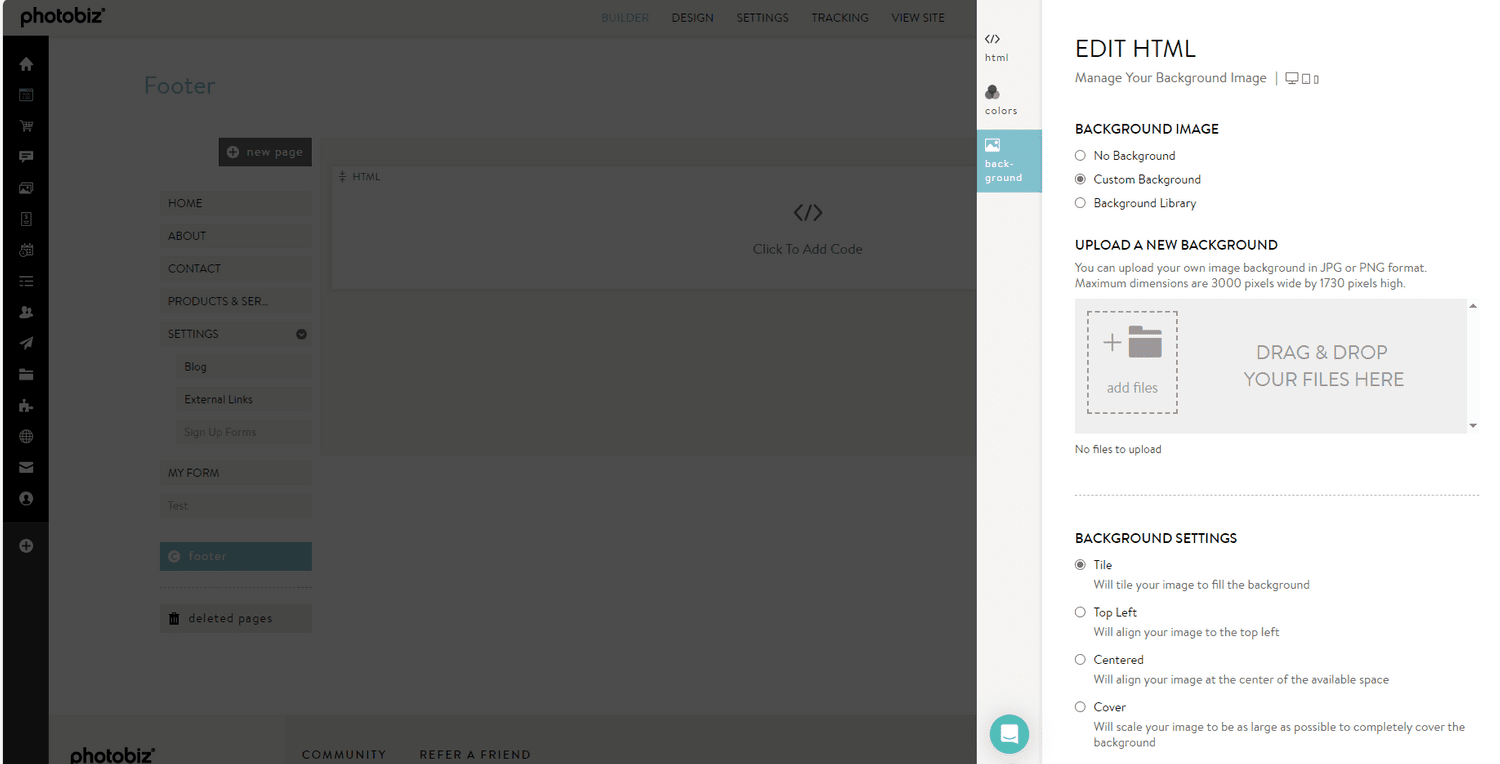 How To Use HTML Blocks In The Footer - PhotoBiz Knowledge Base