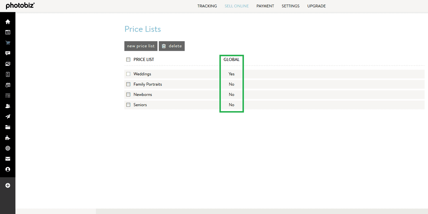 How do I set a price list as my global price list? - PhotoBiz Knowledge ...