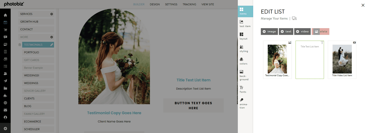 How To Use List Blocks - PhotoBiz Knowledge Base